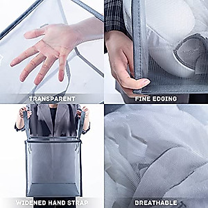 2 PC Folding Mesh Laundry Basket Dorm Laundry Bag Mesh Laundry Hamper Foldable Collapsible Laundry Tote Mesh Baskets Portable Mesh Carrier Pop Up Hamper for Laundry Room, Apartment(Grey, 2 Layer)