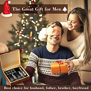 Whiskey Set Gifts for Men,Whiskey Stones & Whiskey Glasses Set of 2, Whisky Rocks Anniversary Best Groomsmen Dad Birthday Valentines Day Gifts Ideas for Him Mens Male Friends Wedding Husband Brother