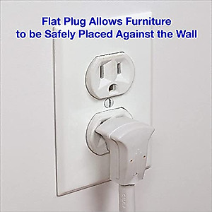 Clear Power 6 Outlet Power Strip 3 ft Power Cord, Low-Profile Flat Plug, 3-Prong Grounded, White, 15 Amp Circuit Breaker, 2 Pack, DC3S-00222P-DC