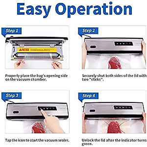 HUMSURE Vacuum Sealer Machine, Manual Food Vacuum Sealer & Powerful Automatic with Strong Suction & Easy Operation, Compact & Multipurpose Sous Vide Vacuum Sealer for Long-Lasting Food Preservation (black)