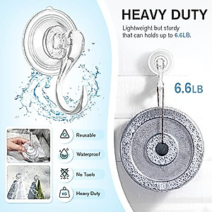 VIS'V 2 Pcs Large Suction Cup Hooks and 2 Pcs Small Suction Cup Hooks with Cleaning Cloth