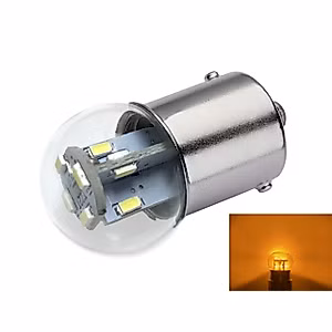 #89 #67 #303 Miniature Bulb LED Replacement | 12/28 Volt AC/DC | Base Style: BA15S | Replacement for #67, 69, 89, 98, 1247, 441067-1, 97, 631, 1155, 9421777, 303, 623, 1251 (1-Pack; Amber)