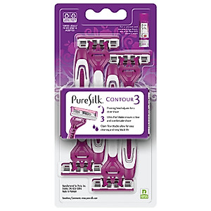 Pure Silk Contour 3 Premium Disposable Razor Value Pack Bundle (3 Packs/12 Total Razors)