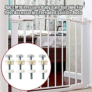 CALIDAKA 4 Pack 10MM Baby Gate Threaded Spindle Rod, M10 Spindle Rods Gate Spindle Rods Accessory Pressure Gate Replacement Parts Screw Mounted Bolts Kit for Gate/Stair Railing Safety Gate