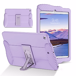 GUAGUA Case for iPad 10.2-Inch (9th/8th/7th Generation), iPad 10.2 2021/2020/2019 Lightweight Non-Slip Grip Gamepad Shockproof Rugged Protective Tablet Case with Kickstand for Kids Girls Women, Purple