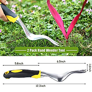 2 Pieces Weed Puller Tool Hand Weeder Garden Weeding Tools Garden Weeding Removal Weed Puller with Ergonomic Handle for Garden Lawn Farmland Transplant