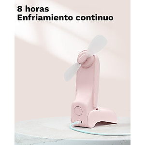 Koonie Portable Handheld Fan, Foldable Mini Hand Held Fan for Travel, Small Pocket Fan for Women, Battery Operated Fan with 8 Working Hours for Indoor Outdoor Pink
