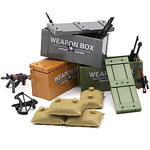 Feleph Weapons Pack Army Military Building Block for Soldier Figures, WW2 Toy Swat Bricks Gear Pieces Set Equipment Kit Compatible with Major Brand