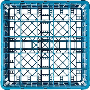 CFS RG25-214 OptiClean 25 Compartment Glass Rack with 2 Extenders, Blue