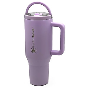 HYDRO HOMIE The Nomad 40oz Tumbler with Flip Straw Lid and Rubber Base – Travel Car Cup Holder Friendly, 100% Leak Resistant - Lucky Lilac