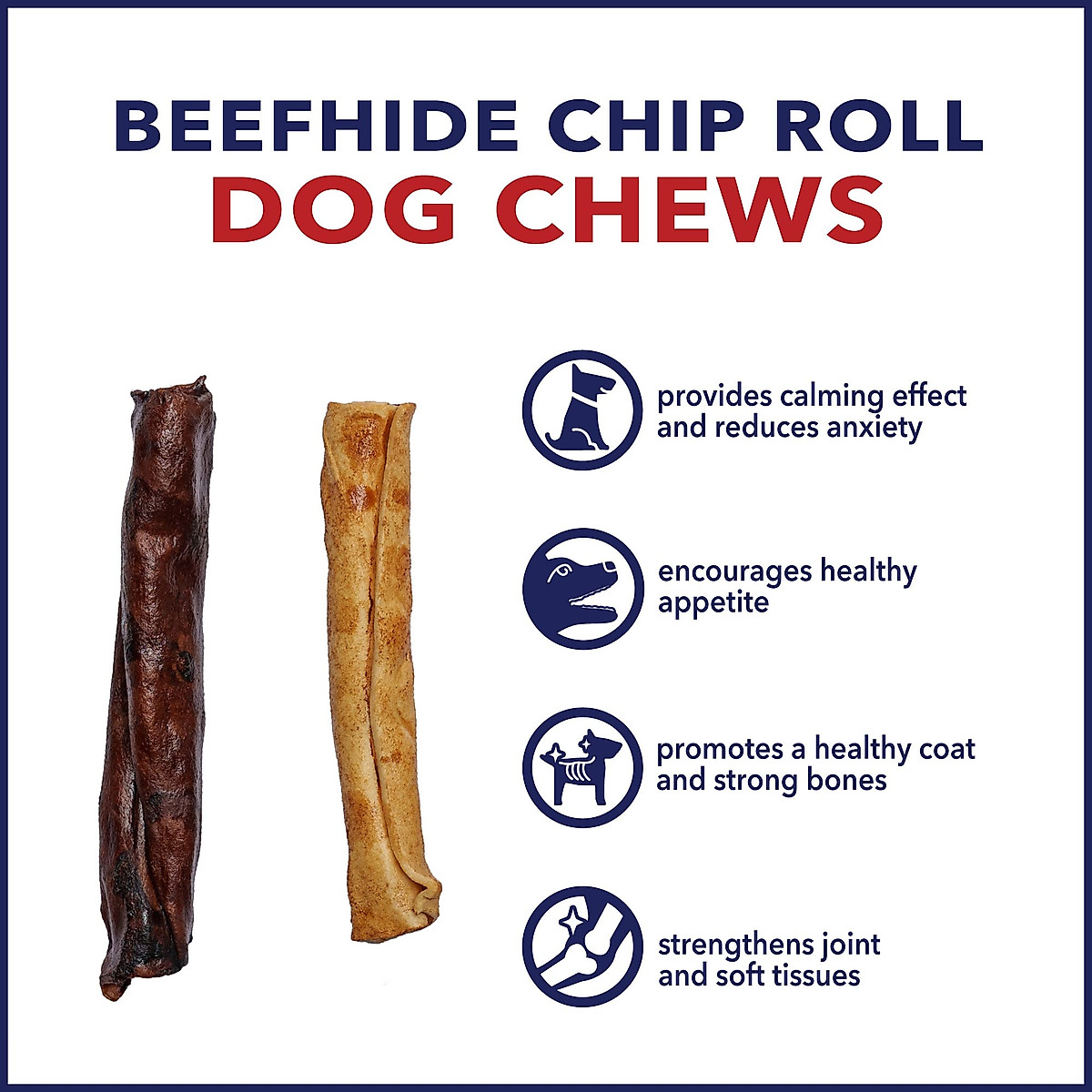 Pet Factory 100% Made in USA Beefhide 5" Chip Rolls Dog Chew Treats - Beef & Chicken Flavor, 18 Count/1 Pack