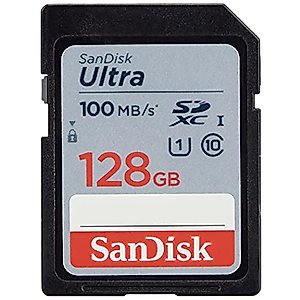 SanDisk 128GB Ultra SDXC UHS-I Memory Card - 100MB/s, C10, U1, Full HD, SD Card - SDSDUNR-128G-GN6IN