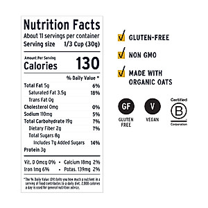 purely elizabeth Ancient Grain Granola Certified Glutenfree Vegan NonGMO Coconut Sugar Delicious Healthy Snack , Blueberry Hemp, 12 Ounce