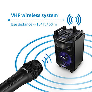 Moukey Wireless Microphone, Portable Dynamic Handheld Mic, Anti-Interference, Excellent Sound, VHF Karaoke Microphone, Wireless Mic for Party, Karaoke, Meeting, Wedding, Church, Stage & DJ, Black