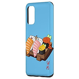 Galaxy S20 Happy Nigiri Sushi, Ikura and Uni on Wooden Plate Case