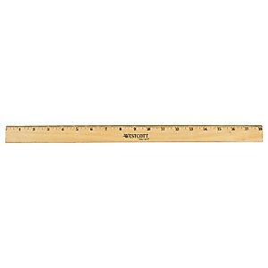 Westcott 05018 Beveled Wooden Ruler with Single Metal Edge, 18 Inch