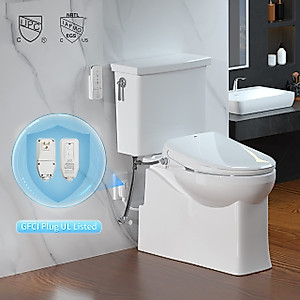 R&T Elongated Smart Bidet Seat with Air Dryer Warm Water Heated Toilet Seat Remote Control | Stainless Steel Spray Nozzle | White Nightlight | Deodorizer (V3200)