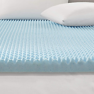 Sleep Philosophy Gel Infused Memory Foam Mattress Topper Luxurious, All Season Enhanced Bed Support, Full, 3" Thick, Without Cover Blue