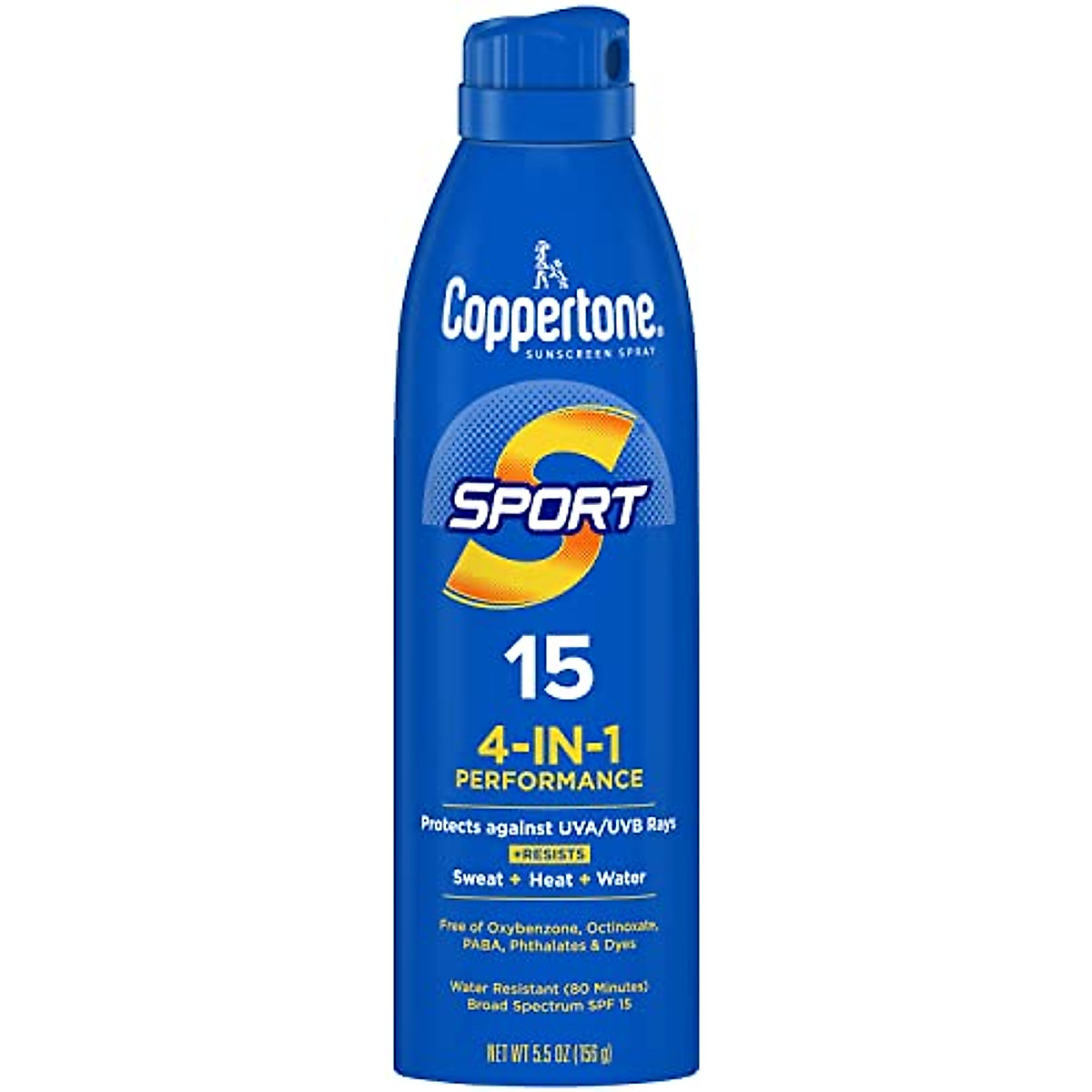 Coppertone Sport Sunscreen Spray, Broad Spectrum SPF 15 Water Resistant Spray Sunscreen, 5.5 Oz