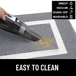 OLANLY Indoor Door Mat, 48x32, Non-Slip Absorbent Resist Dirt Entrance Mat, Washable Low-Profile Inside Entry Doormats for Entryway, Grey