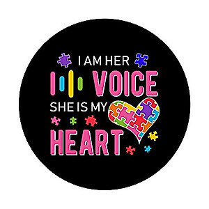 I Am Her Voice She Is My Heart Autism Awareness PopSockets PopGrip: Swappable Grip for Phones & Tablets
