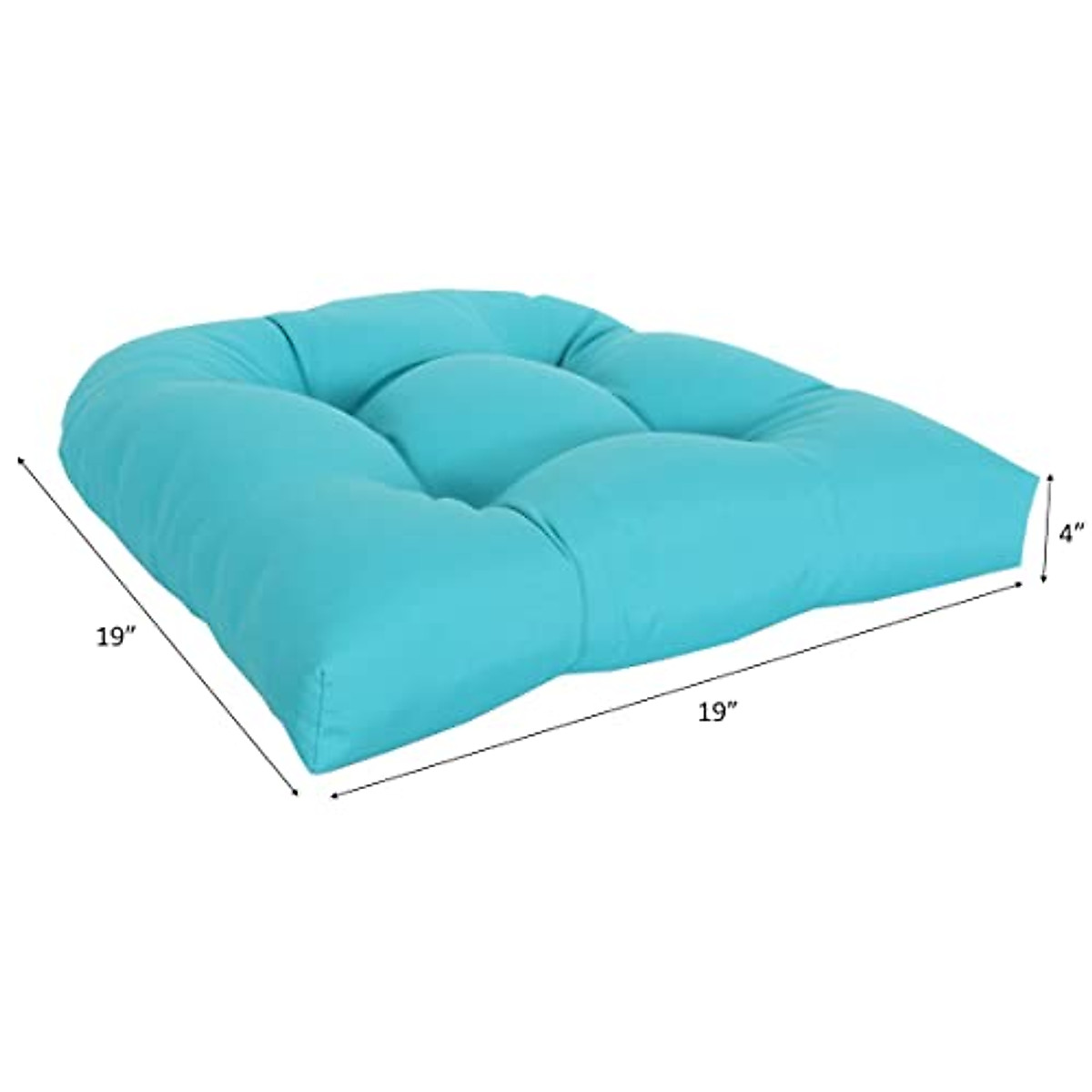 Rulu Set of 2 19&quot;x19&quot;x4&quot; Solid Turquoise Outdoor/Indoor Wicker Seat Cushions