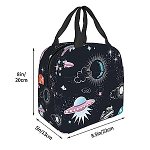 QIUWIOV Space Galaxy Constellation Lunch Bag Insulated Reusable Lunch Box Thermal Tote Bag Container Cooler Bag for Women Men Travel/Picnic/Work/Beach, One Size