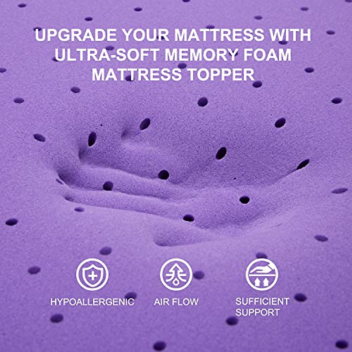 BDEUS Dual Layer 4 Inch Memory Foam Mattress Topper Queen Size, 2 Inch Gel Memory Foam Plus 2 Inch Down Alternative Quilted Pillow Top Cover