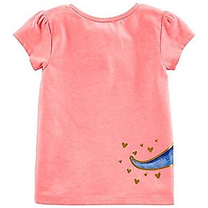 Simple Joys by Carter's Girls' Short-Sleeve Shirts and Tops, Pack of 3, Grey Hearts/Pink Dinosaur/White Text Print, 3T