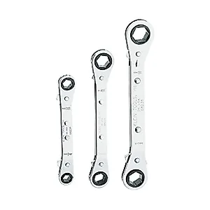 Klein Tools 68244 Fully Reversible Ratcheting Offset Box Wrench Set, 3-Piece