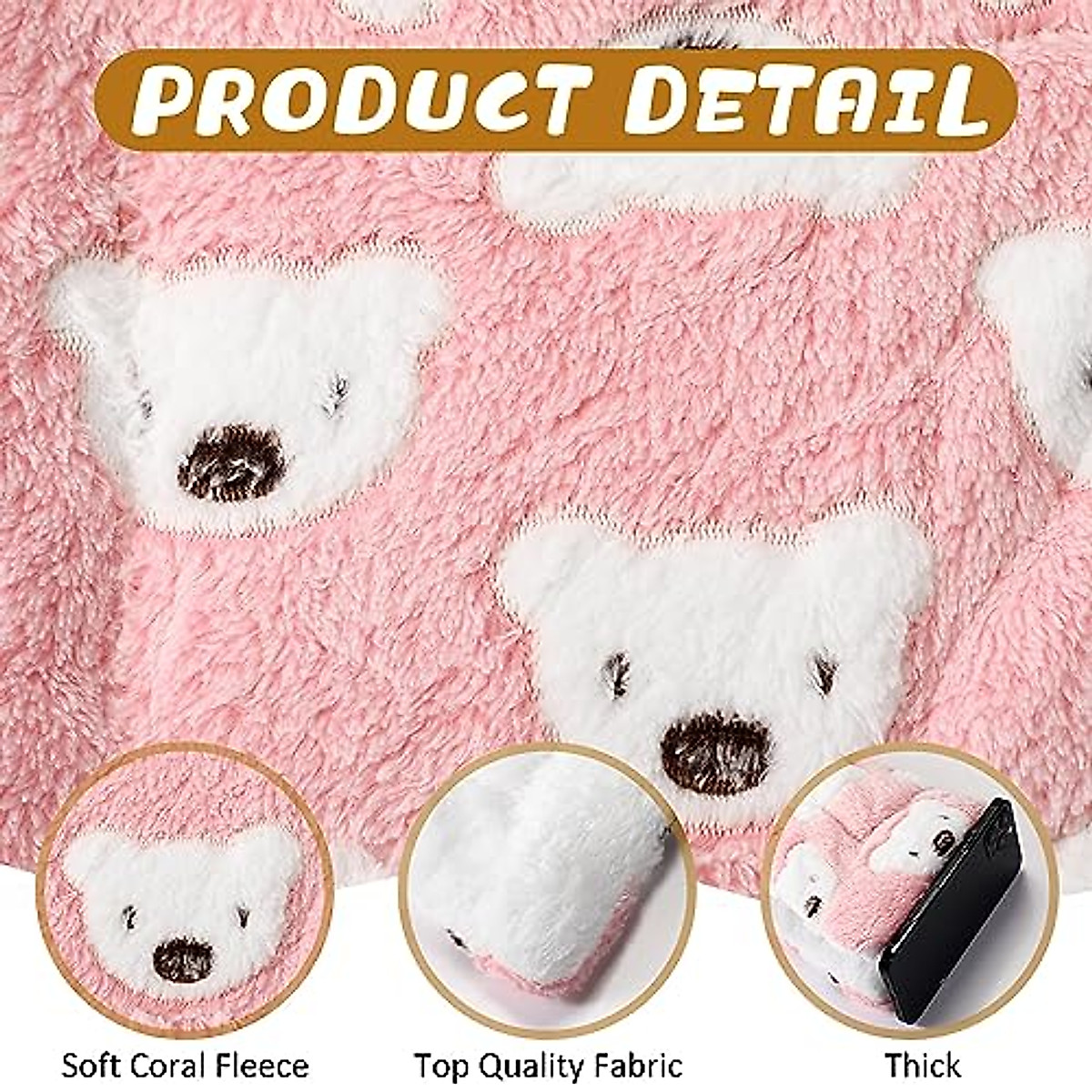 Tuanse 4 Pack Guinea Pig Bed Mat Bedding Rabbit Winter Bed Pad for Indoor Warm Small Animal Mattres Fleece Sleeping Pad for Hedgehogs Bunny Ferrets Hamster(Bear,13 x 10 Inch)