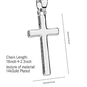 KIAFUM 3 Pcs Cross Necklaces, Ladies Cross Necklaces, Faith Pendants 14k Gold Plated/Silver Plated Delicate Chain Ladies Necklaces, Men Necklaces