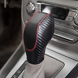 LDYFC Auto Car Leather Gear Shift Knob Cover for Ford EcoSport Escape / Fusion /C-Max Energi Wagon / Fiesta / Focus / Transit Accessories