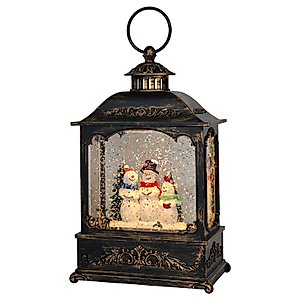 GenSwin Christmas Snowman Snow Globe Lantern Battery Operated Water Swirling Glitter with 6H Timer, Musical LED Lighted Scene for Christmas Home Decoration Gift