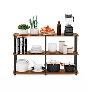 Furinno 99634LC/BK Turn-N-Tube 3-Tier Double Size Storage Display Rack, Light Cherry/Black