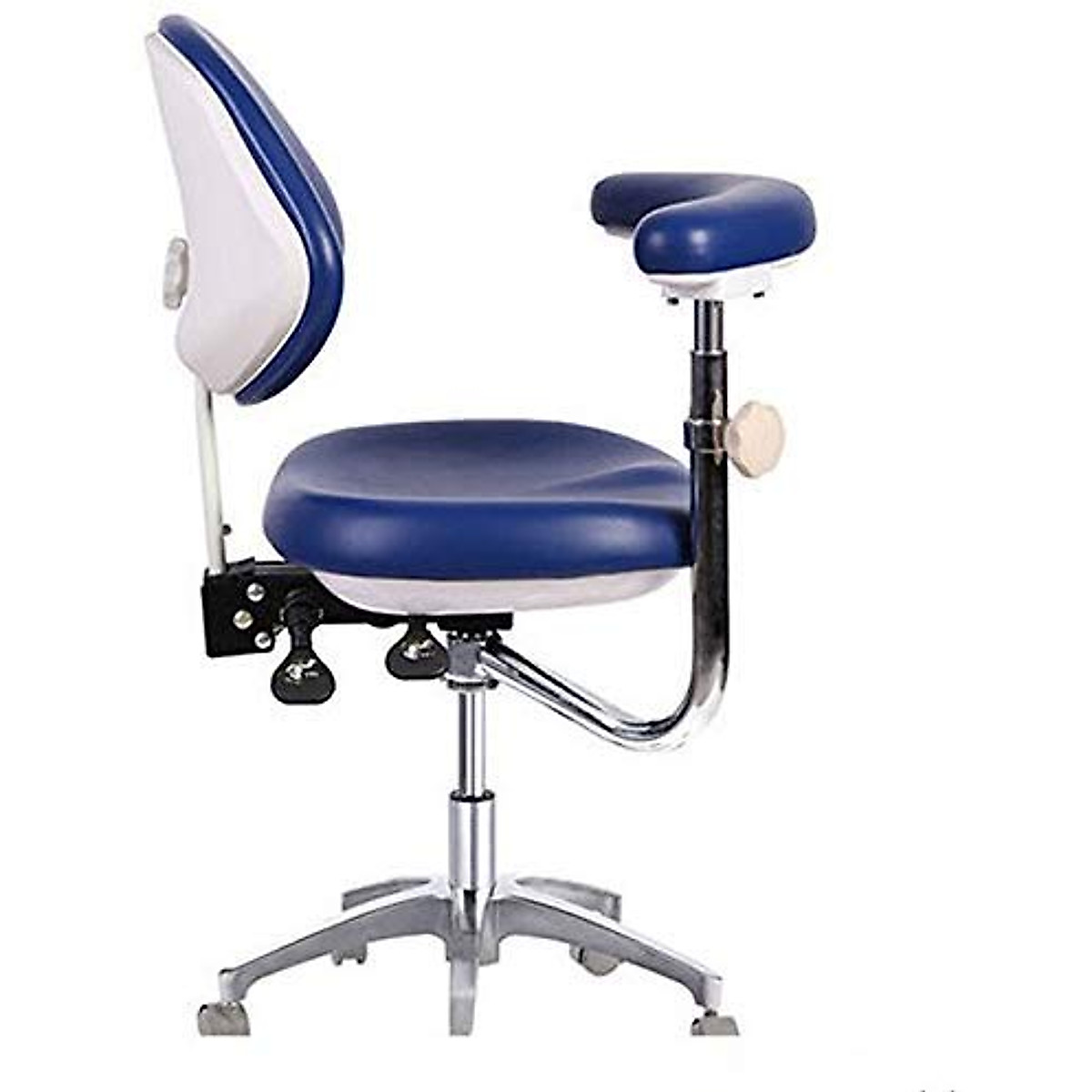 OUBO Brand PU Dark Blue (#4) Medical Dentist's Mobile Chair Doctor and Nurse's Stools with Backrest Armrest