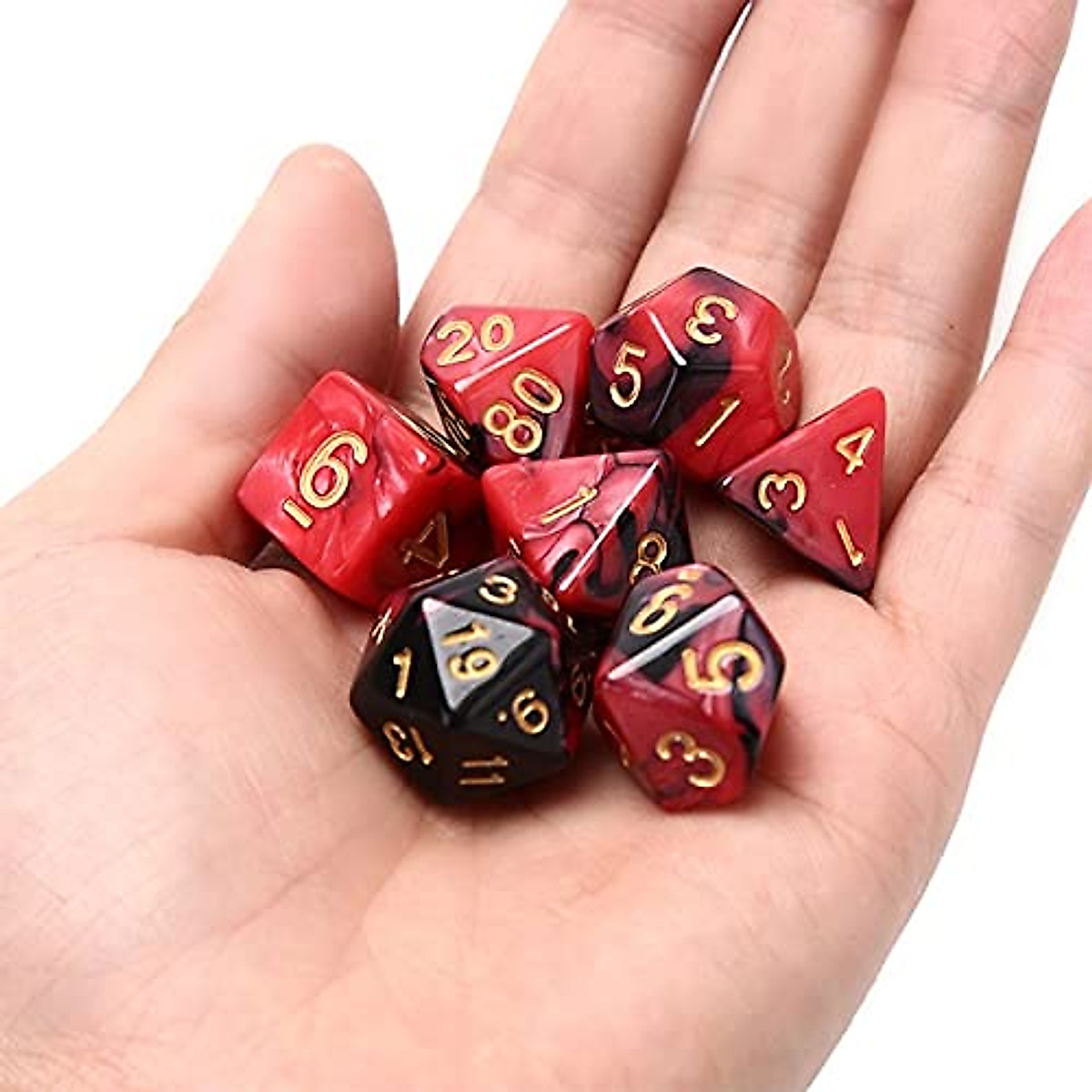 SUWEILE SZSZ 7pcs/Set Acrylic Dice Set Different Shapes Digital Dice for RPG MTG DND Board Game Role Playing Games 0212 (Color : F)