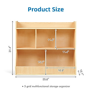 OOOK 2 in 1 Kids Bookshelf and Montessori Toy Shelf, Nursery Book Shelves for Organizing Books and Toys, Nice Book Shelf for Kids Rooms, Playroom, Kindergarten, School