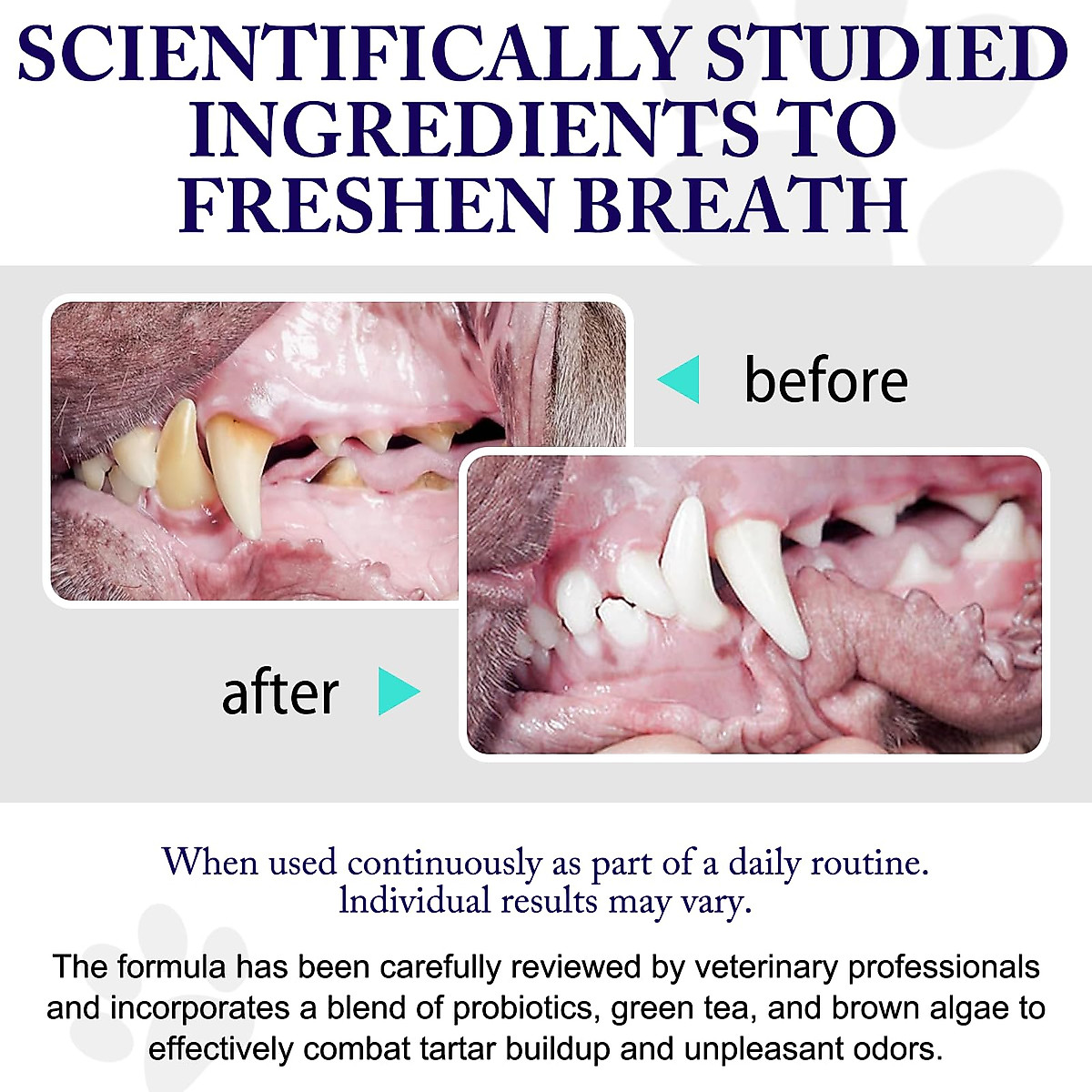 Dog Dental Powder - Dog Teeth Cleaning Powder - Dog Dental Care - Targets Tartar & Reduces Plaque & Bad Breath - Teeth Cleaning Made Easy Eliminate - Formulated for Small, Medium, Large Dogs