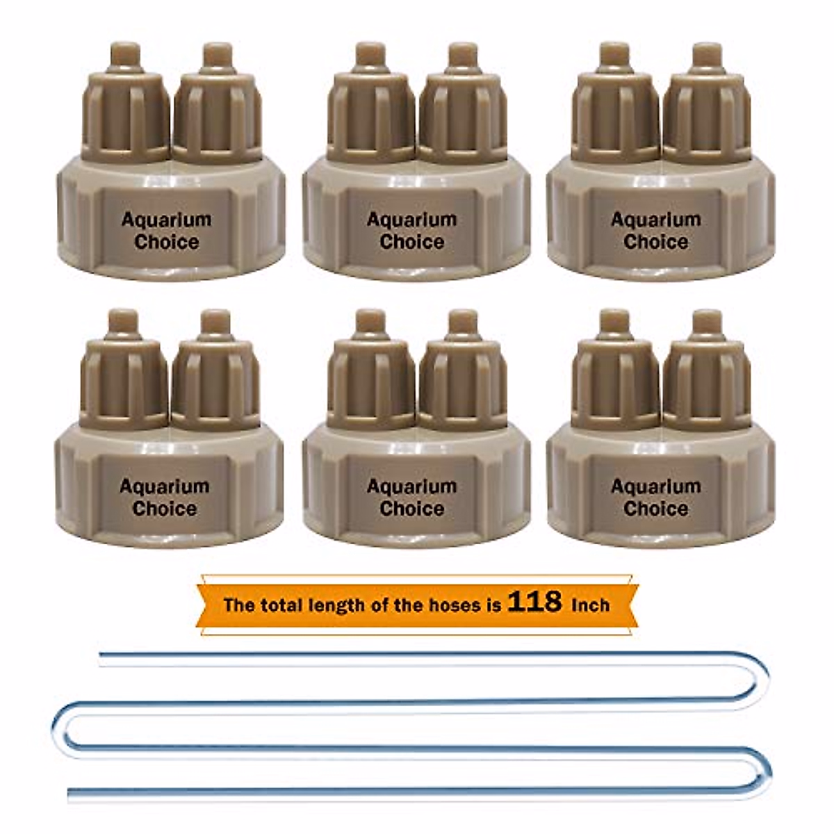 Aquarium Choice 6 Pieces CO2 DIY Reactor Bottle Cap Fish Tank DIY Quick Twist co2 Bottle Cap with 118 INCH Long Hoses