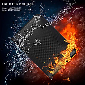 Expanding File Folder Important Document Organizer Fireproof & Waterproof Document Bag with A4 Size 3 Pockets Zipper Closure Non-Itchy Silicone Coated Portable Filing Wallet Pouch(14.3inx9.8inx1.6in)