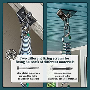 Porch Swing Hanging Spring Kit, Load 1600 lbs, 360 Rotating, Stainless Steel Heavy Duty Hanger Spring for Porch Swing, Hammocks, Swing Chair, Sandbags, Yoga, etc. [2 Sets]