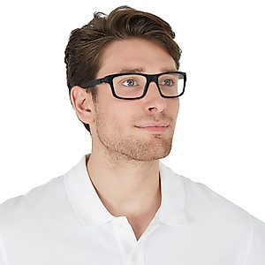 Oakley Men's Ox8026 Currency Rectangular Prescription Eyeglass Frames, Satin Black/Demo Lens, 54 mm