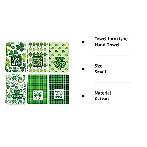 6 Pcs St. Patrick's Day Kitchen Towels Irish Shamrock Hand Towels Bath Towels Buffalo Plaid Dish Towels Bathroom Towel Decorative Bathroom Towel for Kitchen Home Supplies 8 x 28 Inches