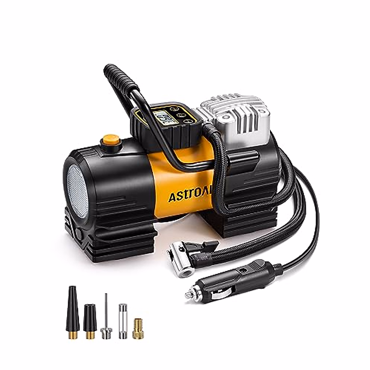 AstroAI Tire Inflator Portable Air Compressor (Up to 150 PSI) Tire Pump for Car 12V DC Digital Air Pump with 12 LEDs Super Bright Light for Bicycle, Motorcycle, Automotive Car Accessories