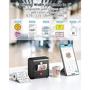 Memoqueen Thermal Label Maker, M200 Bluetooth Thermal Label Printer, 3 Inch Address Label Maker for Small Business, Home, Office, Barcode, Logo, Black