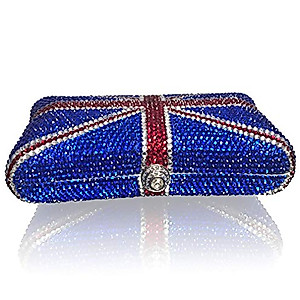 Marc Defang British Union Jack Crystal Handmade Couture Clutch (Large Rectangle)