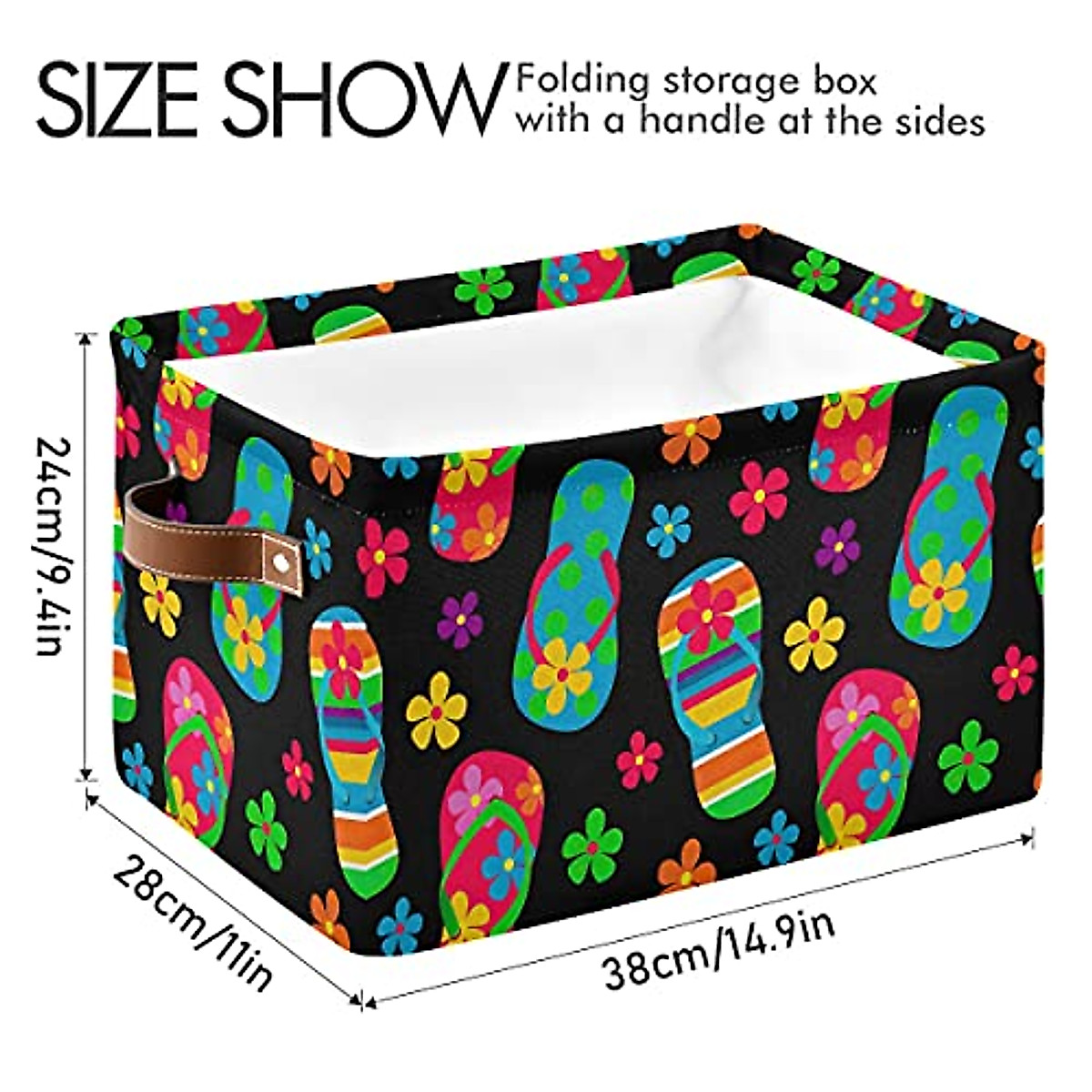 Summer Flip Flops Storage Bins Canvas Collapsible Box Chest Organizer Storage Trunk for Boys and Girls Room, Bear 1 Pieces