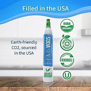 Soda Sense 60L Threaded CO2 2 Pack Canister Refill, Compatible w/All Threaded 'Screw-In' Soda Makers Including SodaStream [Excludes ART, TERRA & DUO]
