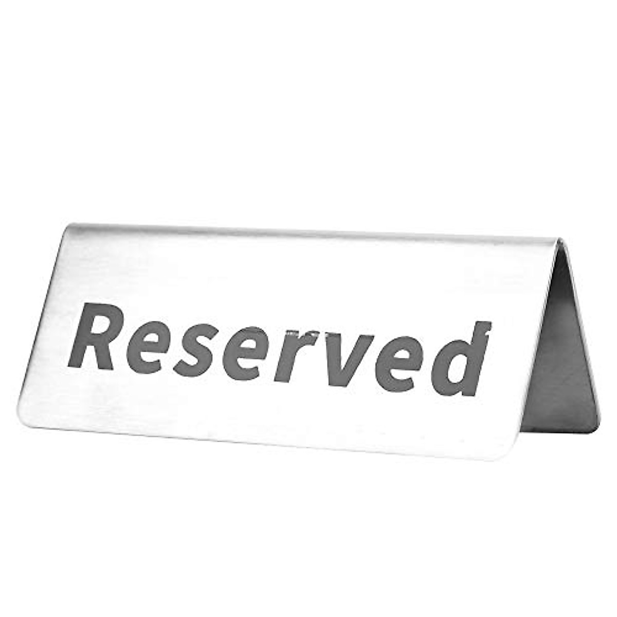 01 V‑Type Reusable Easy to Clean Restaurant Supplies Table Sign, Silver Stainless Steel Table Sign, Weddings for Home Hotels Catering Events(Reserved)